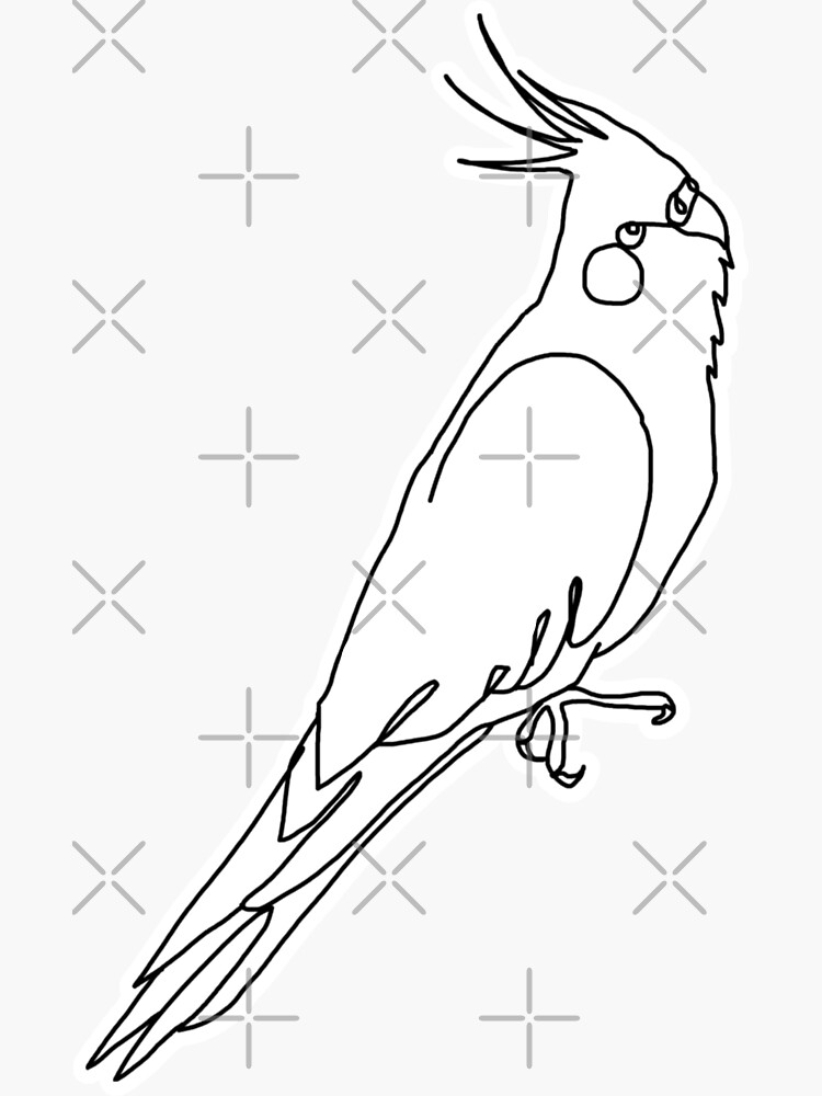"Cockatiel bird outline" Sticker by lonely-birdie | Redbubble