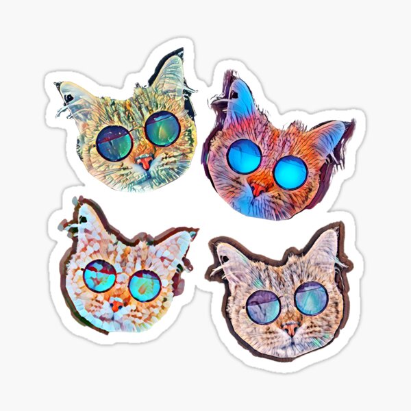 Funny Cat In Glasses Trippy Cat Retro Kitty Cat Wearing Glasses Sticker By Fatcatmouse