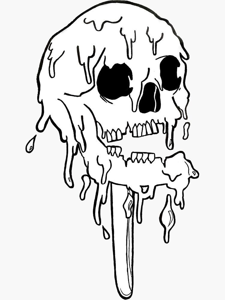 "Dripping Skull Popsicle " Sticker by DichotomyArts | Redbubble