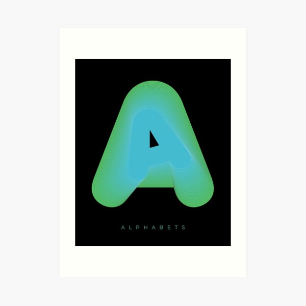Lámina artística «La letra A- Verde claro - Diseño de ilustración cian ...