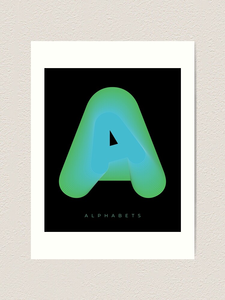 Lámina artística «La letra A- Verde claro - Diseño de ilustración cian ...