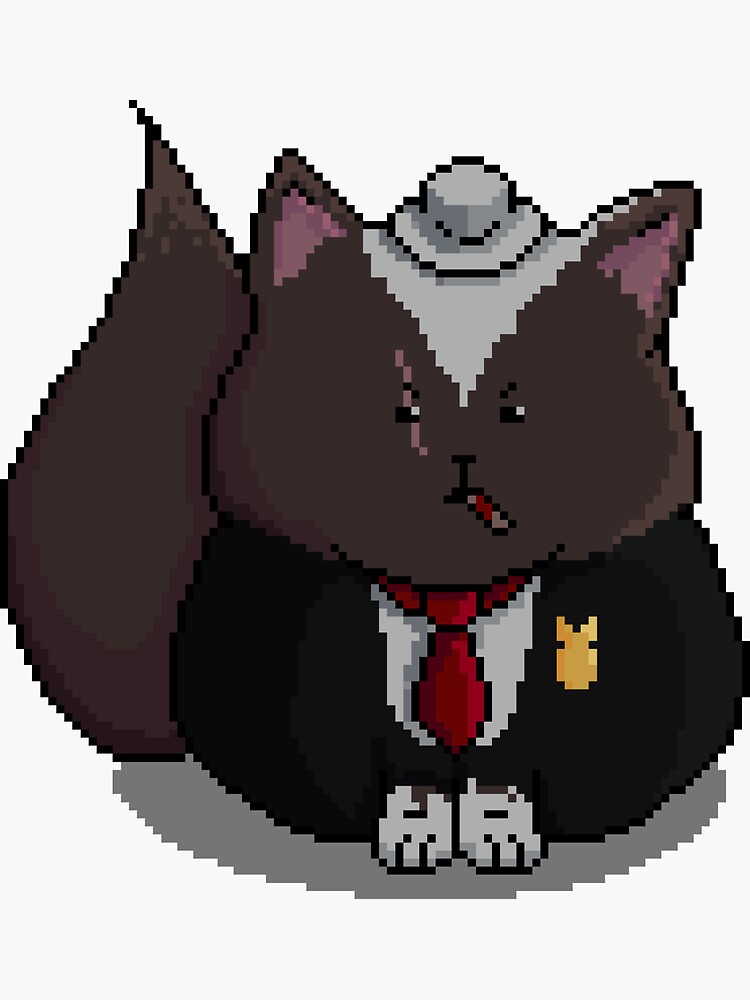 "Mafia boss kitty" Sticker by Miawww | Redbubble