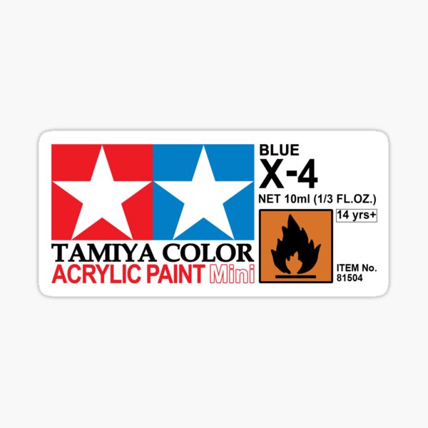 "Tamiya Acrylic Paint X-4 Blue Label" Sticker by CastorStudios | Redbubble