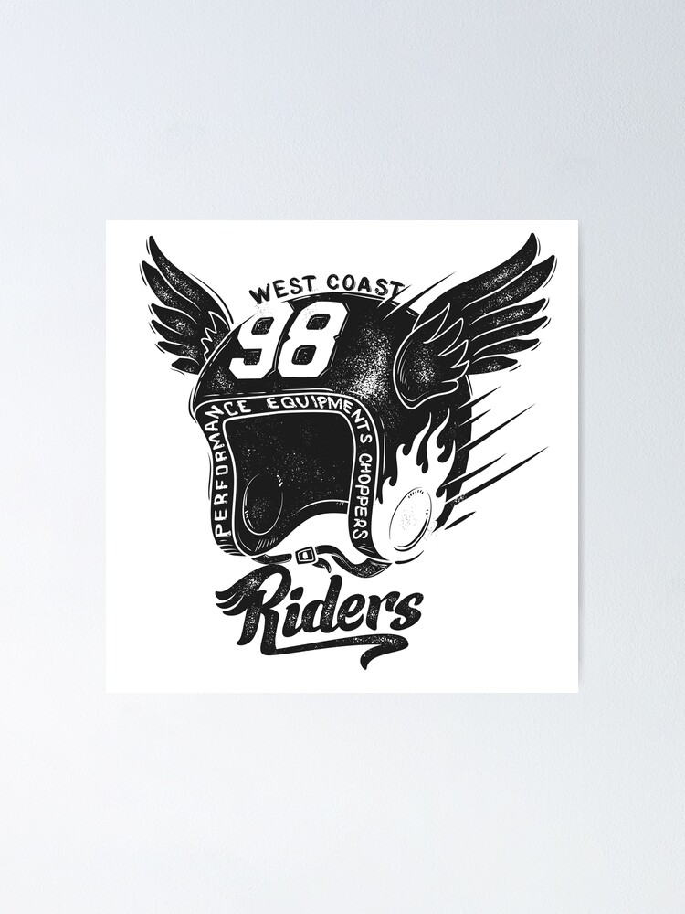 "West coast riders, helmet" Poster for Sale by MomoDesigners | Redbubble