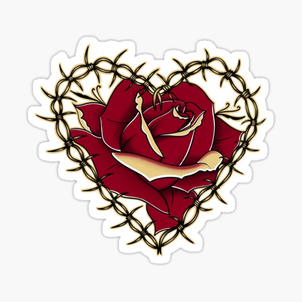 "Barbed Wire Rose " Sticker for Sale by chantrierimoon | Redbubble