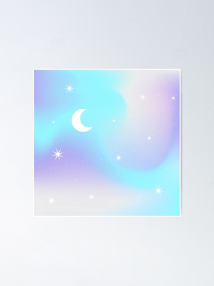 "Pastel Space Moon And Stars" Poster for Sale by INAEART | Redbubble