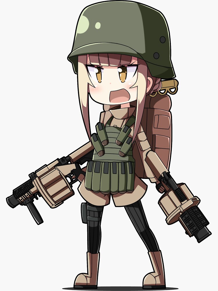 "Chibi Army Girl" Sticker by UBlueDuck | Redbubble