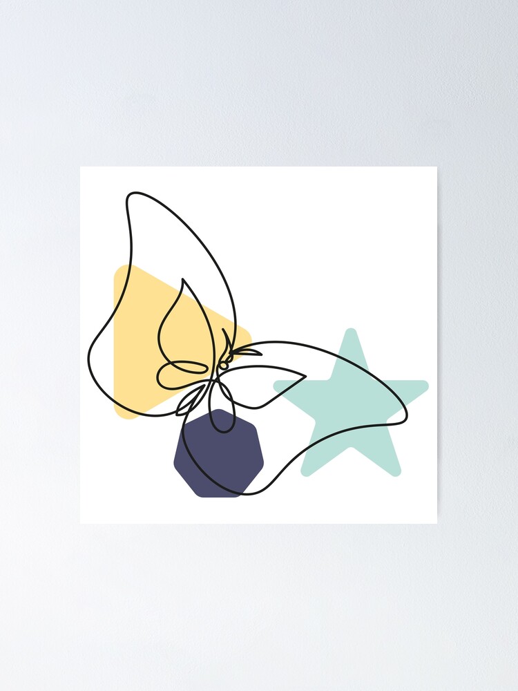 "Simple | One Line Colorful Butterfly " Poster for Sale by Mutism-Merch ...
