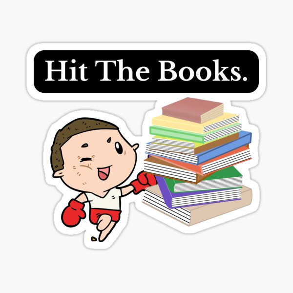 "Hit The Books." Sticker by KhalilThebo | Redbubble