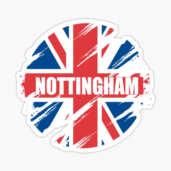 "NOTTINGHAM Round Union Jack, NOTTINGHAM Distressed Souvenir" Sticker ...