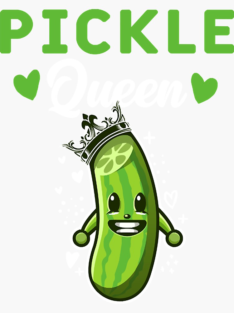 "Pickle Queen Cute Funny Cartoon Vegan Vegetarian Plant Cool " Sticker ...
