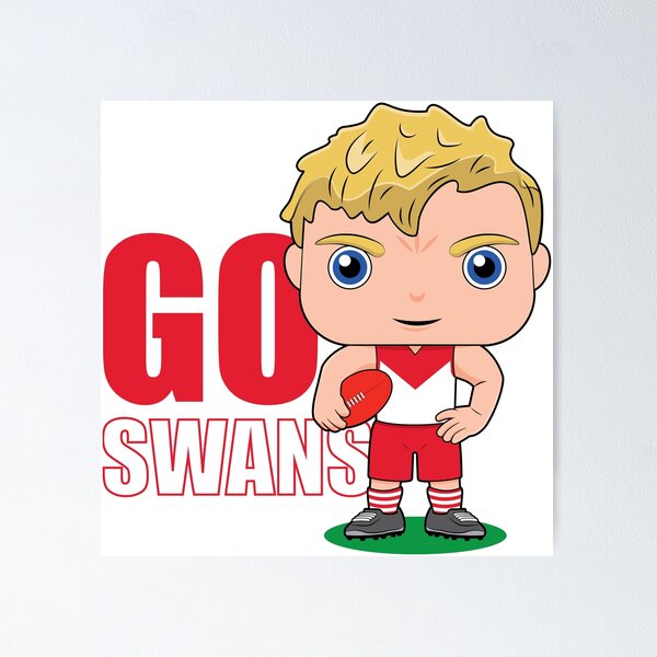 "Swans Footy Player Mascot - Go Swans" Poster for Sale by essjaydesigns ...