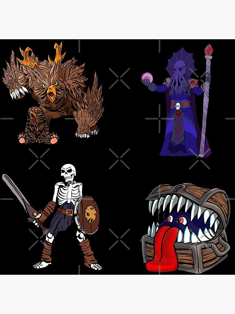 "DND Owlbear Mind Flayer Skeleton Mimic Set" Photographic Print for ...