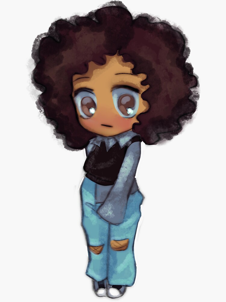 "Chibi Girl with Afro" Sticker by raini-jm | Redbubble