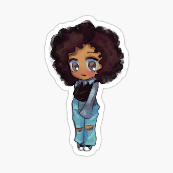"Chibi Girl with Afro" Sticker by raini-jm | Redbubble