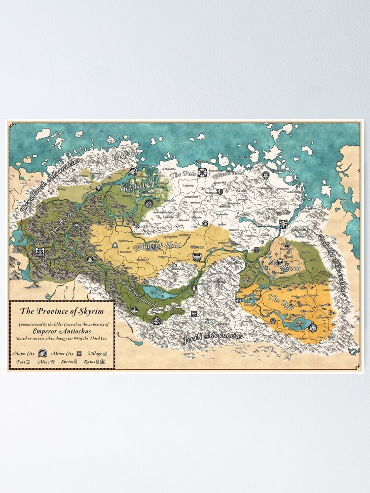 "Third Era Skyrim Map" Poster for Sale by Worcestershirey | Redbubble