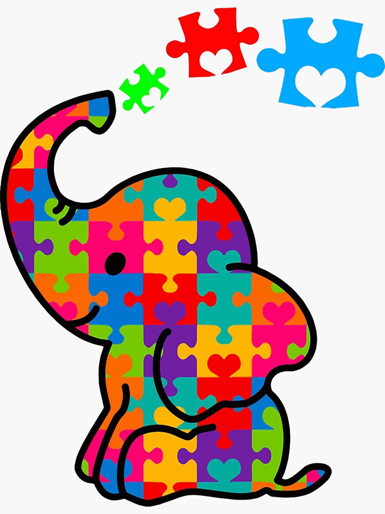 "Autism Awareness Elephant Puzzle Piece" Sticker for Sale by KieuPhan01 ...