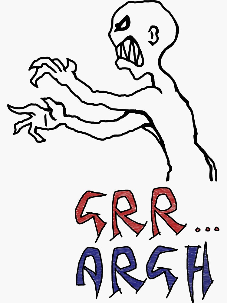 "grr...argh with colour Essential" Sticker by DhylanRalphs | Redbubble