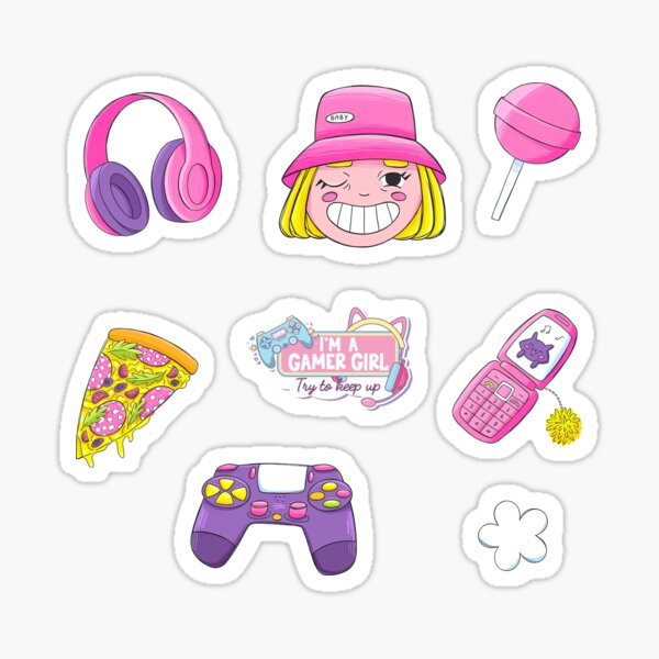 "Gamer Girl Aesthetic Stickers Pack" Sticker by graphic-genie | Redbubble