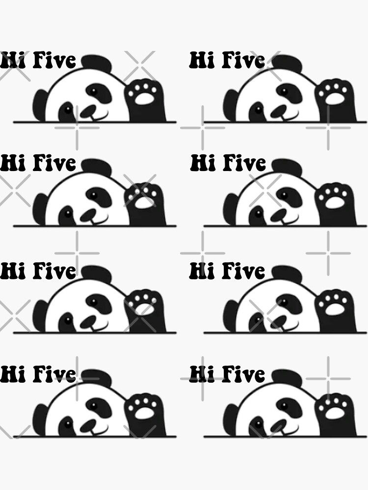 "Sticker Pack Of Cute Hi Five Panda" Sticker by dezins4you | Redbubble