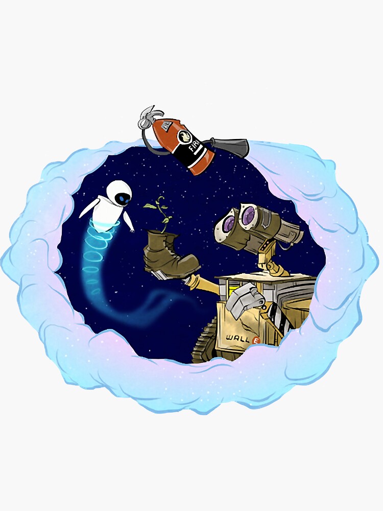 "Wall-E and Eve " Sticker by JorjaAngwin | Redbubble