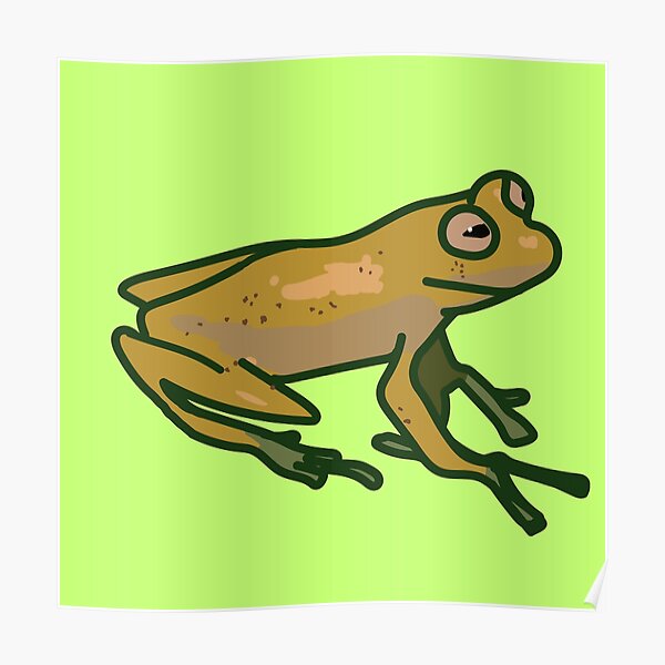 "Sticky tree frog on a bright green background" Poster by PSteinDesign ...