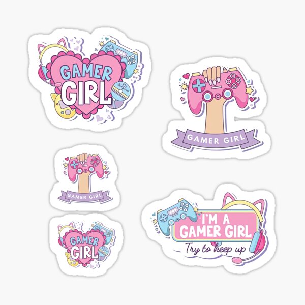 "Gamer Girl Aesthetic Stickers Pack" Sticker by graphic-genie | Redbubble