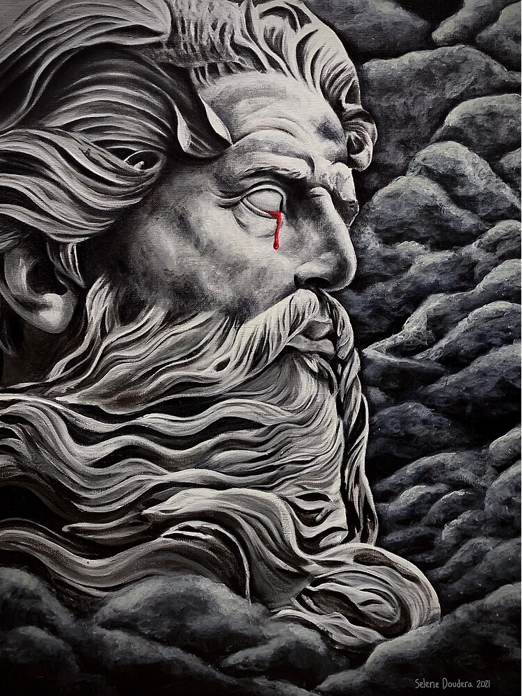 "Bloody Tears Statue Painting " Poster for Sale by selenedrawz | Redbubble