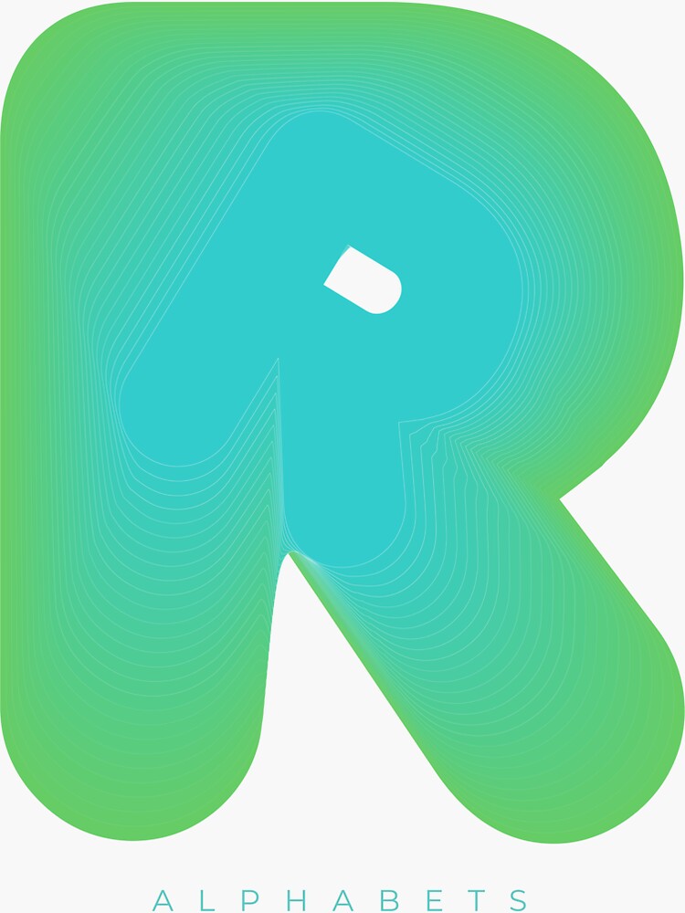 Pegatina «La letra R- Verde claro - Diseño de ilustración cian» de ...