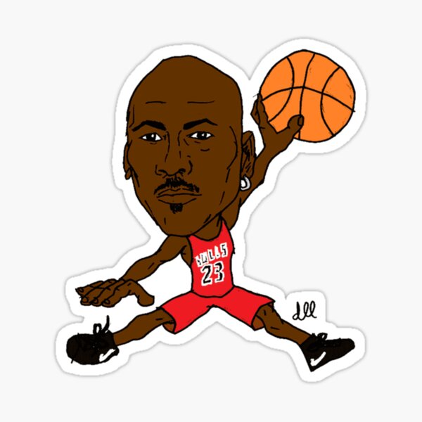 "Michael Jordan cartoon illustration Classic " Sticker by ratnerftrath ...