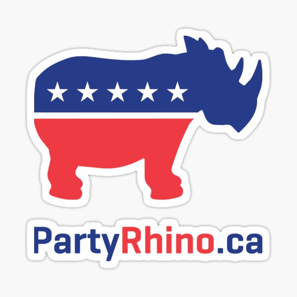"Rhino Party Logo 2019 Classic" Sticker by KathleenStaab | Redbubble