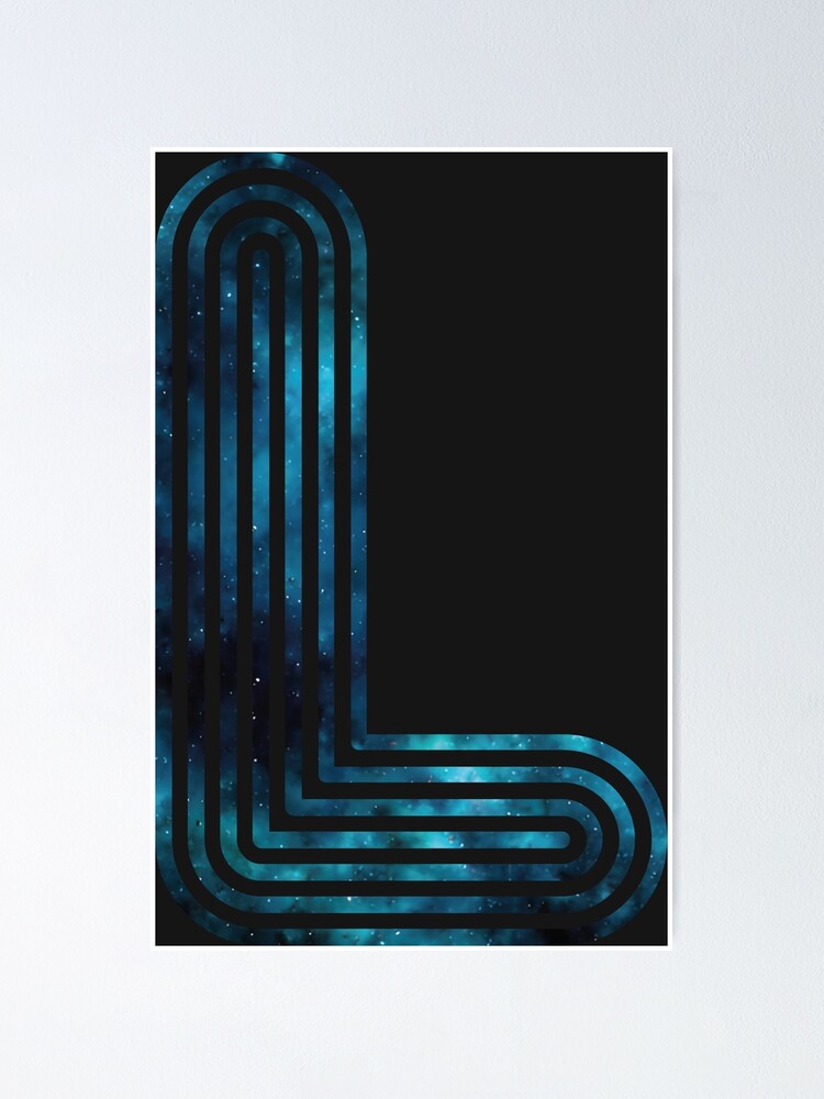 Póster «Letra inicial L de la nebulosa de la galaxia oscura azul ...