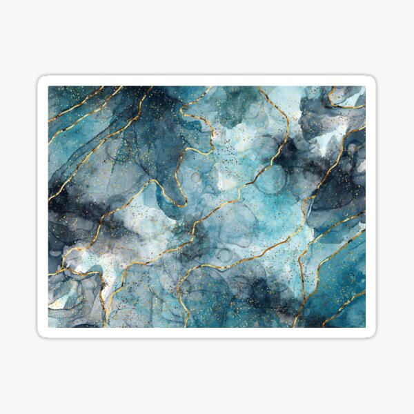 "Blue marble ,abstract,watercolour effect background " Sticker by ...