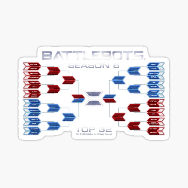 "BattleBots Season 6 Top 32 Bracket" Sticker for Sale by PootinTuon ...