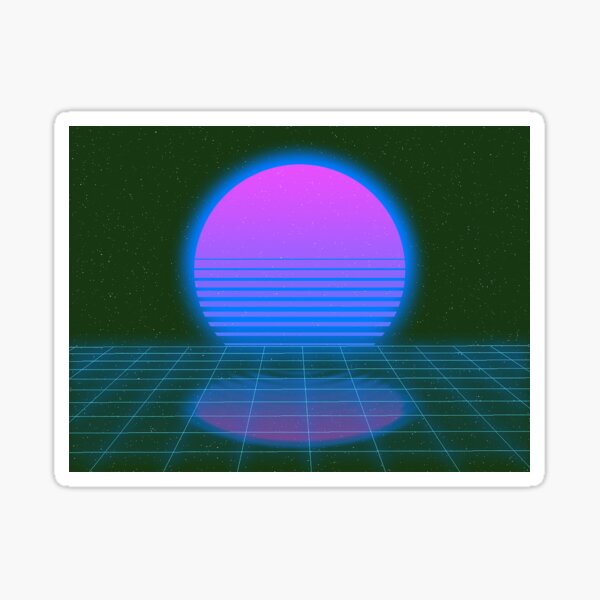"Synthwave, Futuristic, 80s Retro, Purple Sun Design" Sticker by ...