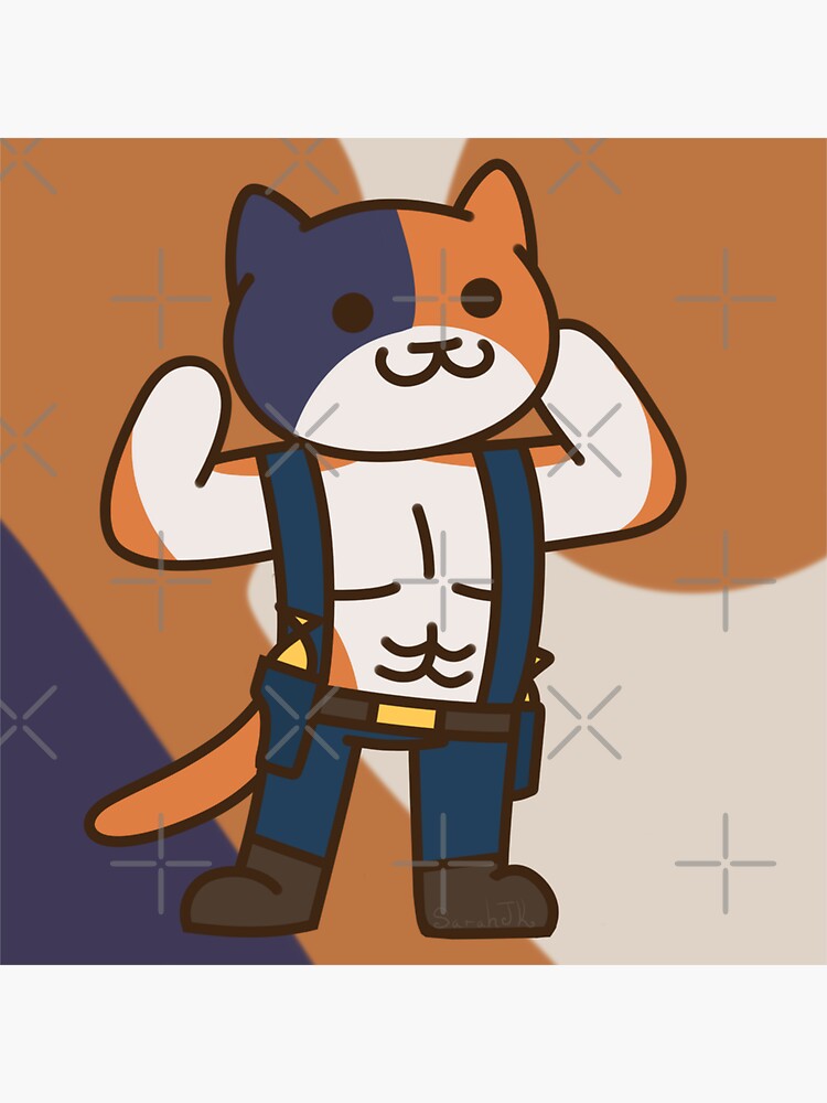 "Funny Meowscles " Sticker for Sale by happykiddos | Redbubble