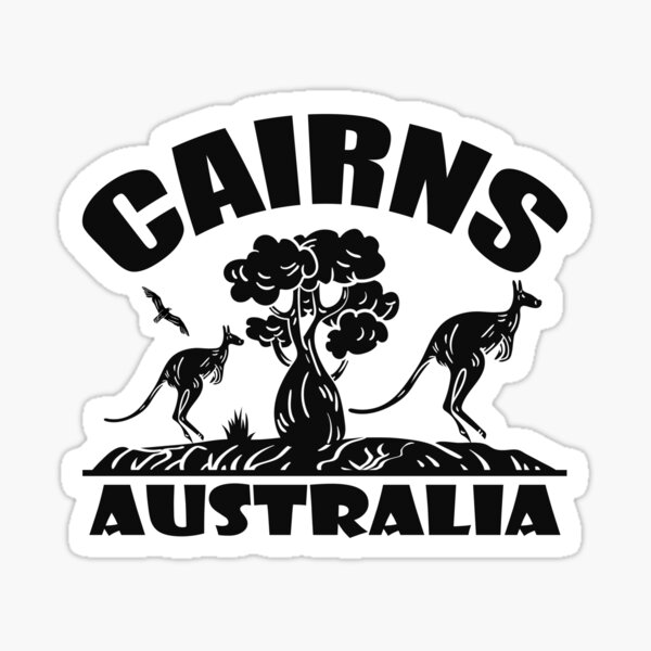 "Cairns Australian city kangaroo bird and bottle tree design" Sticker ...