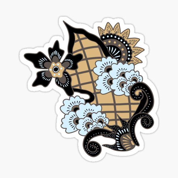 "White Batik Flower" Sticker by fantasystar | Redbubble