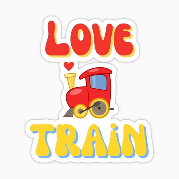 "Cute Retro Love Train Red and Yellow Sticker" Sticker by podguy ...