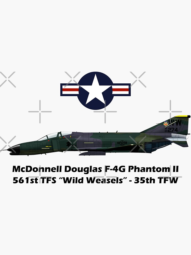 "F-4G Phantom II Wild Weasel 35th TFW" Sticker by magazinecombate ...