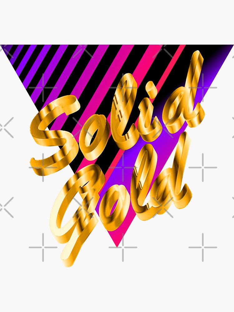 "Solid Gold 3D Retro Logo" Sticker by 486DesignCo | Redbubble