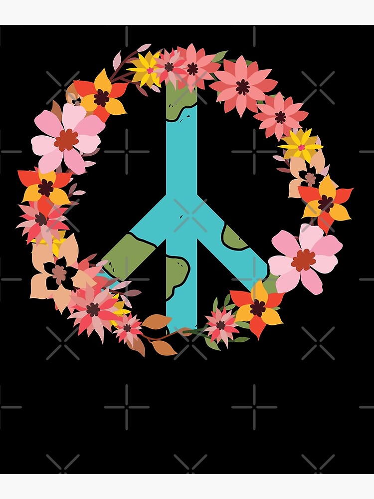 " Boho Style 60s 70s Aesthetic Hippie Peace and Love Sign " Art Print ...