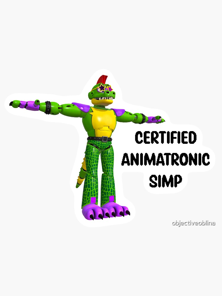 "Monty Gator Fnaf Simp" Sticker by objectiveoblina | Redbubble