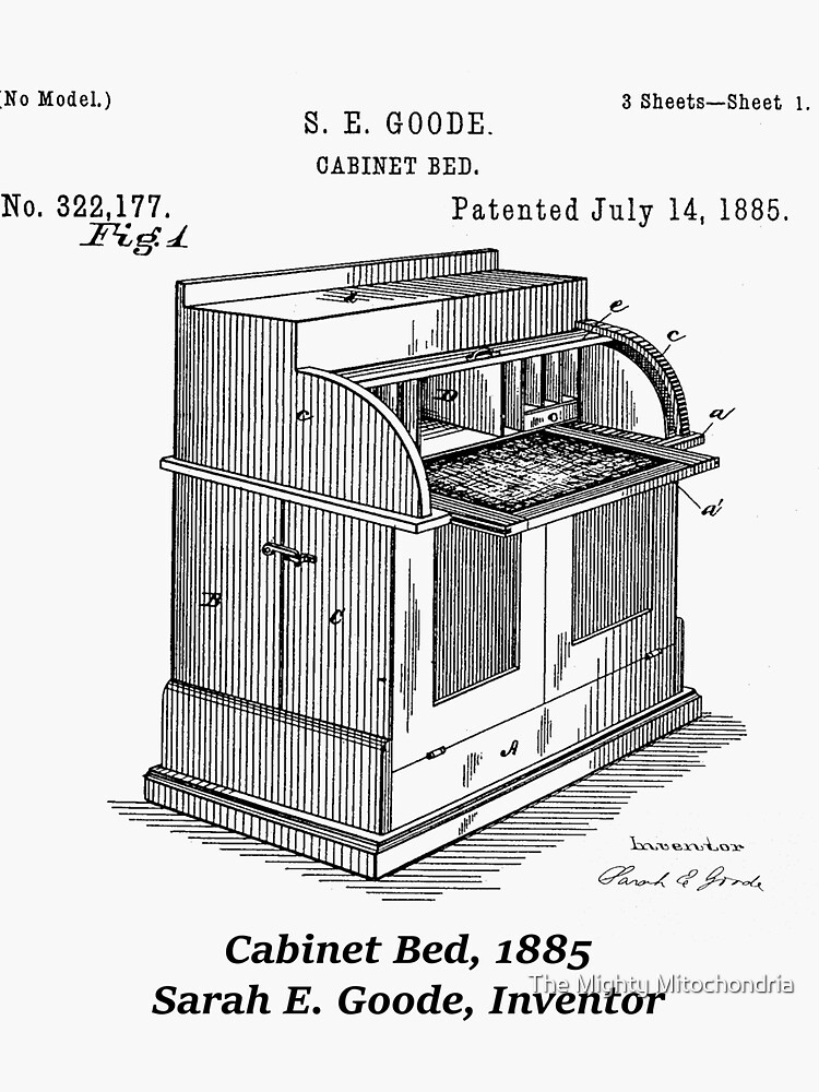 "Cabinet Bed, Sarah E. Goode, Inventor" Sticker by mmitochondria ...