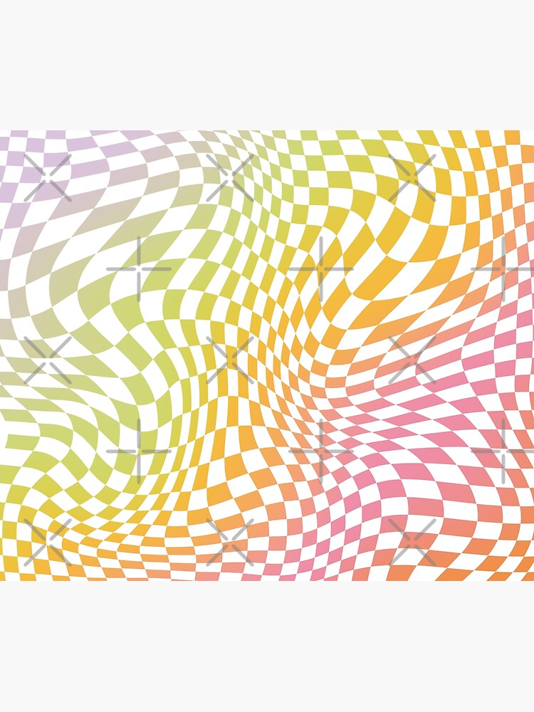 "Abstract Distorted Wavy Illusion pastel rainbow aesthetic Checker ...