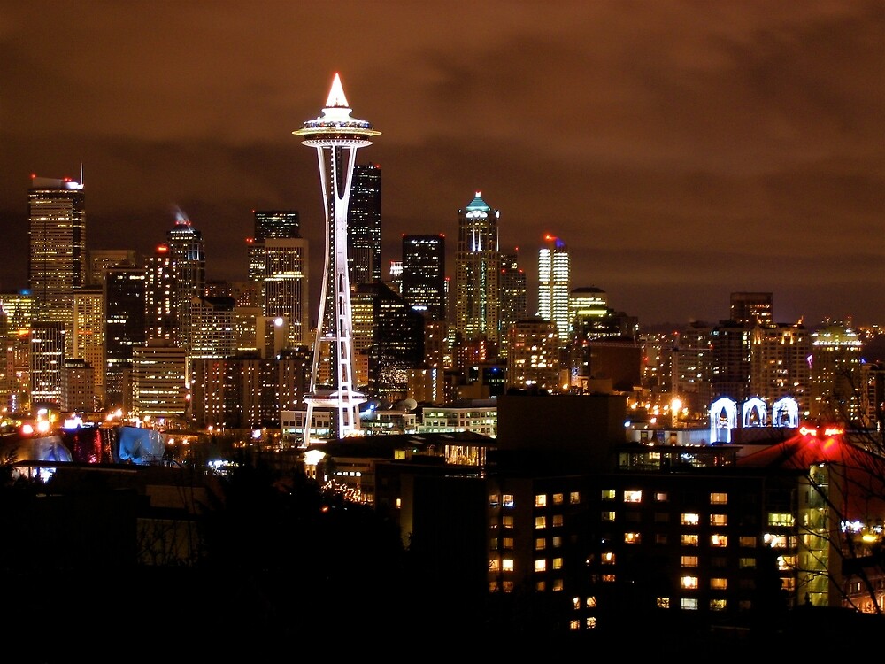 "THE BEAUTIFUL SEATTLE SKYLIGHT AT NIGHT" by MsLiz | Redbubble