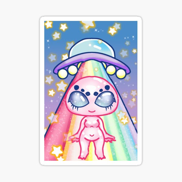 "Cute trippy alien" Sticker by Kewpiiie | Redbubble