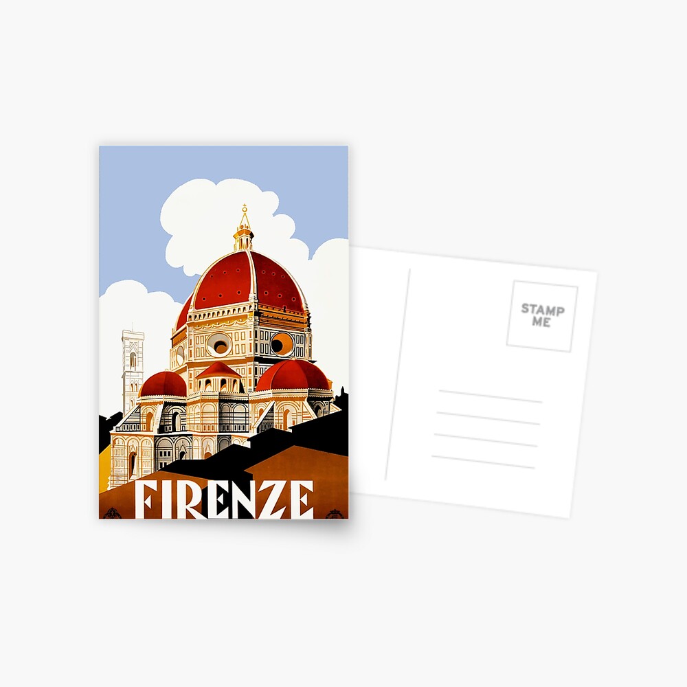 "1930 Florence Italy Travel Poster" Postcard for Sale by retrographics ...