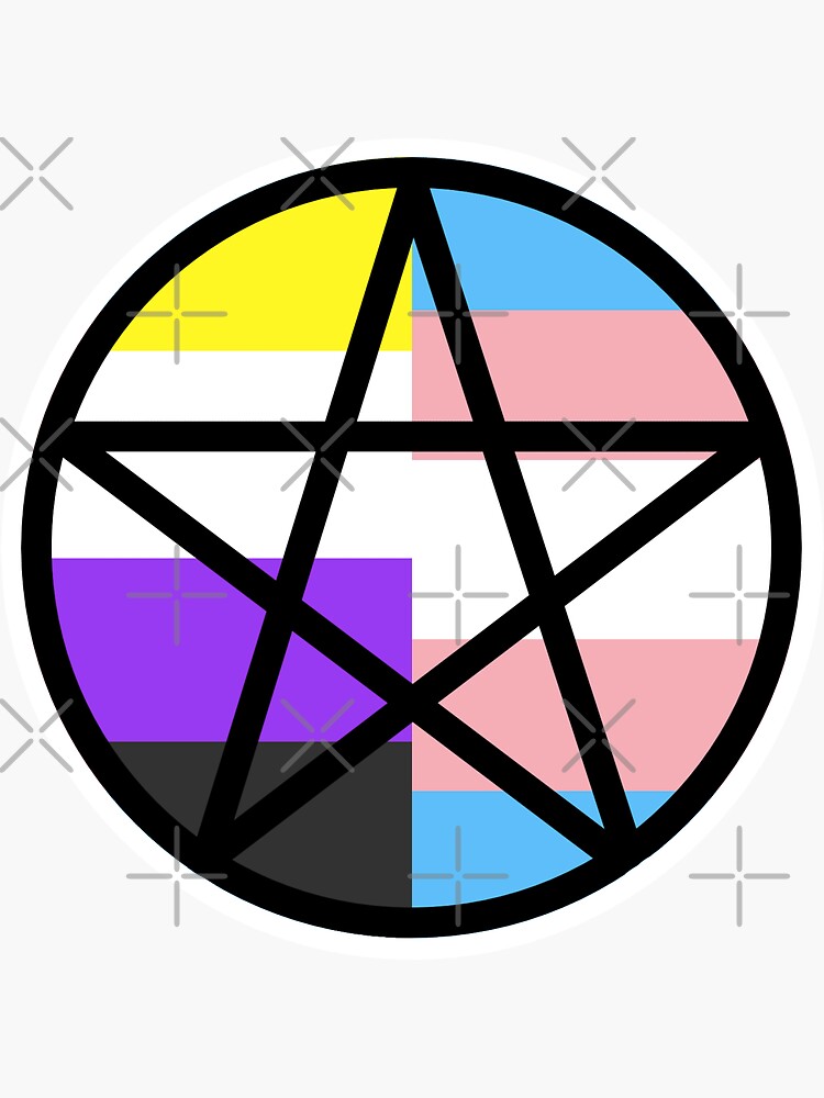 "Trans Transgender Nonbinary Enby Pride Wiccan Pagan Pentagram" Sticker ...