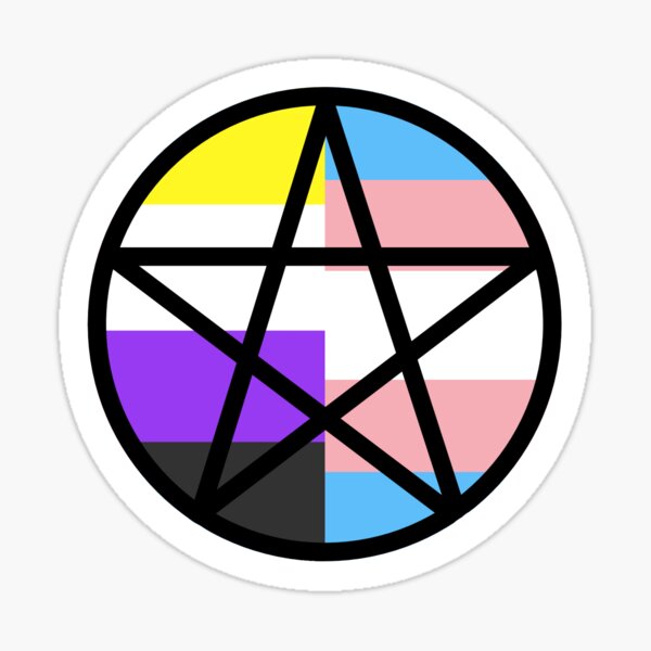 "Trans Transgender Nonbinary Enby Pride Wiccan Pagan Pentagram" Sticker ...